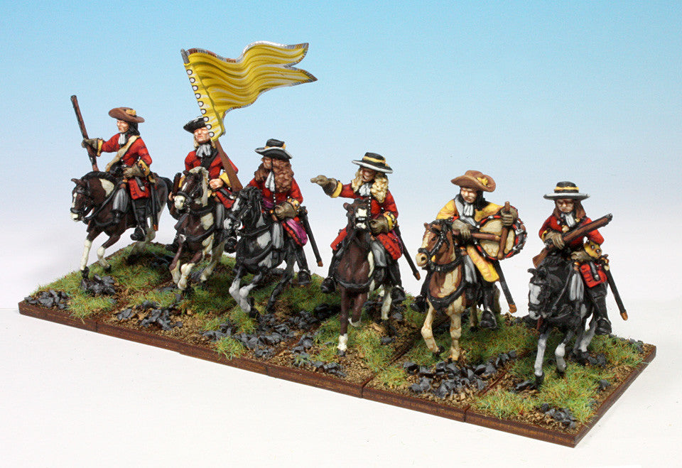 WLOA60 Mounted Dragoon Command in Hats – Warfare Miniatures USA